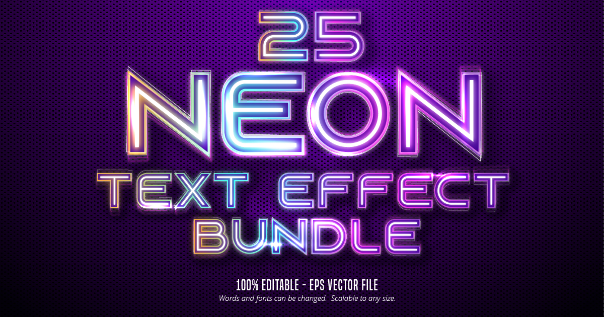 Neon Style Editable Text Effect Bundle Bundle · Creative Fabrica