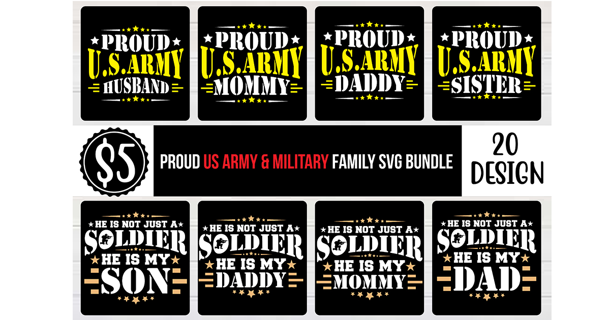 Proud US Army & Military Family Bundle Bundle · Creative Fabrica