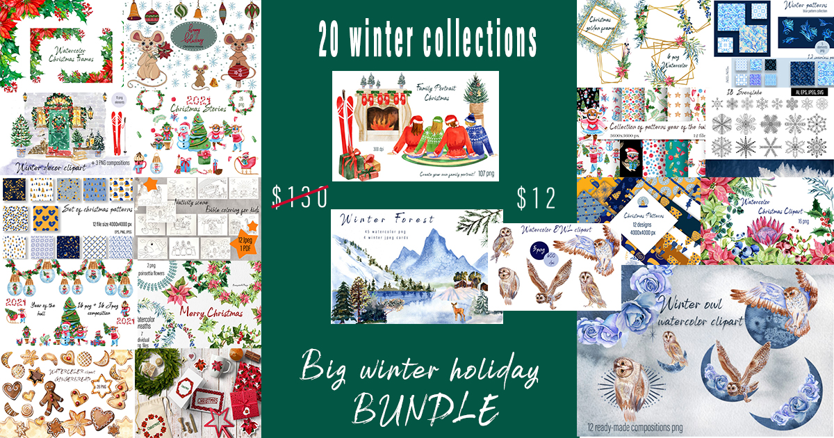 The Big Winter Holiday Bundle Bundle · Creative Fabrica