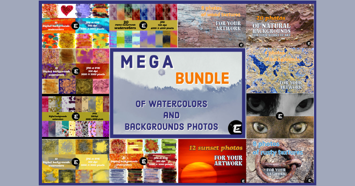 Mega Bundle of Watercolors and Photos Bundle · Creative Fabrica