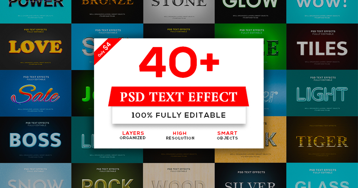 40+ Photoshop Text Effect Bundle Bundle · Creative Fabrica