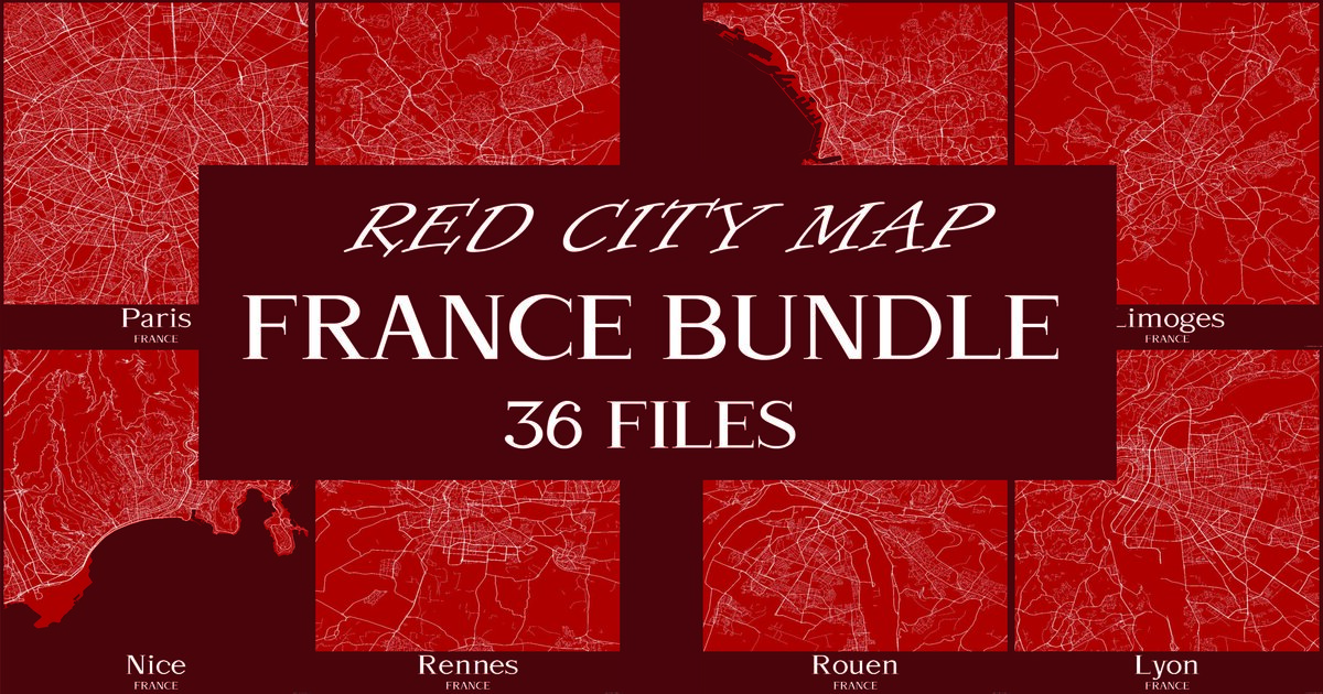 Red City Maps of France Bundle Bundle · Creative Fabrica
