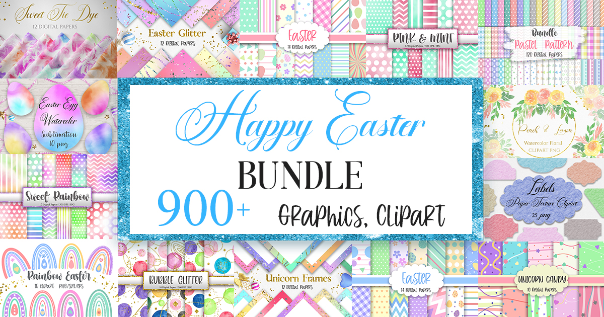 Happy Easter Graphics Bundle Bundle · Creative Fabrica
