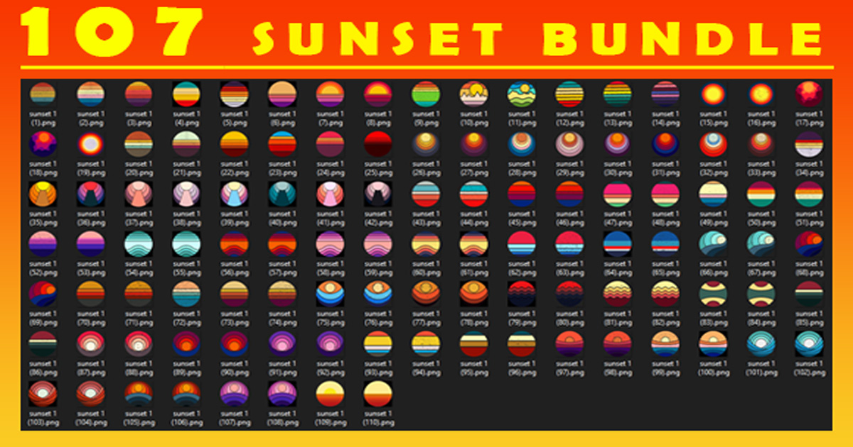107 Vintage Sunset Bundle Bundle · Creative Fabrica