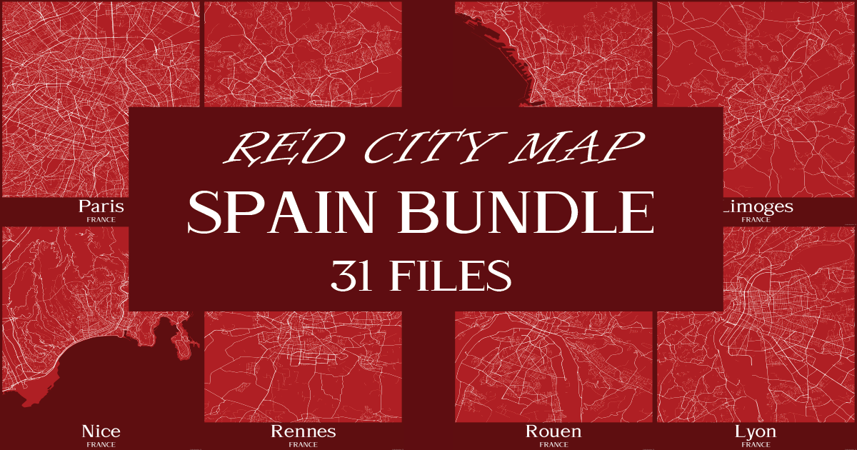 Red City Maps of Spain Bundle Bundle · Creative Fabrica