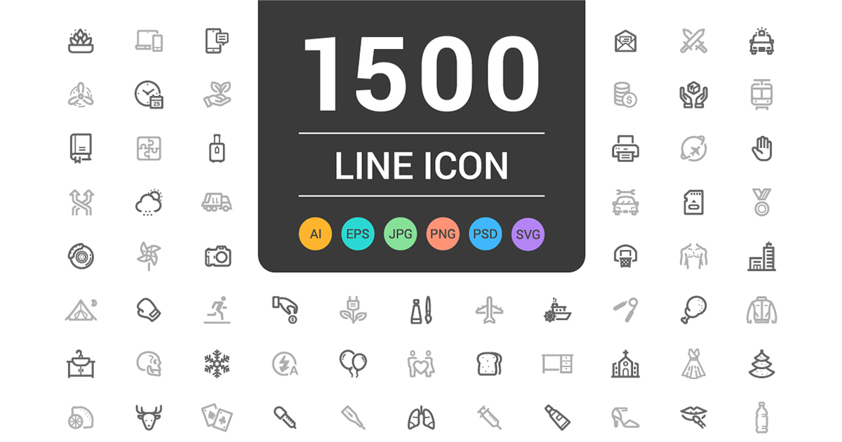 1500 Line Icons Bundle Bundle · Creative Fabrica