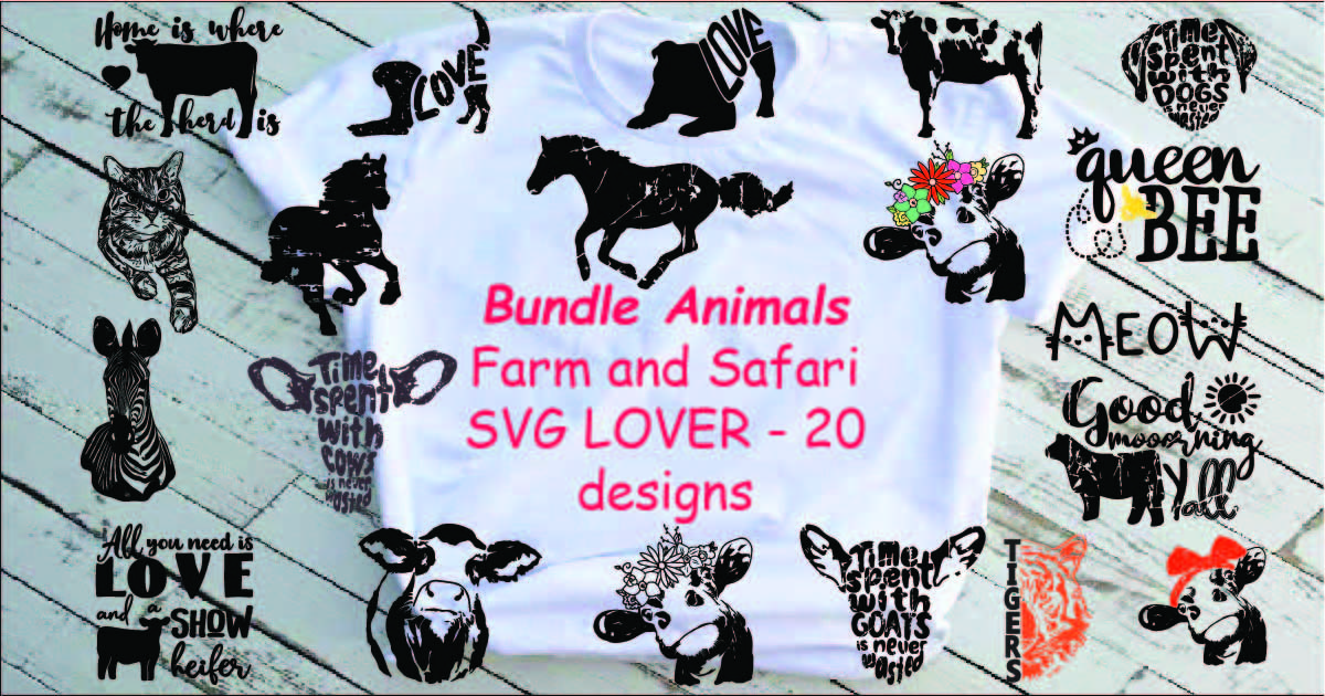 Farm and Safari Animals Bundle Bundle · Creative Fabrica