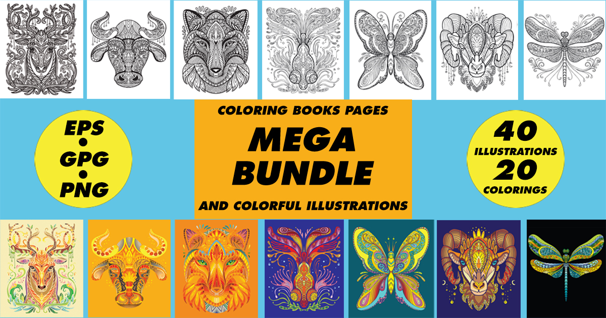 Coloring Books Pages Animals Bundle Bundle · Creative Fabrica