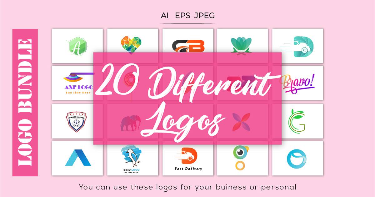 Logo Bundle 20 Different Logos Bundle · Creative Fabrica