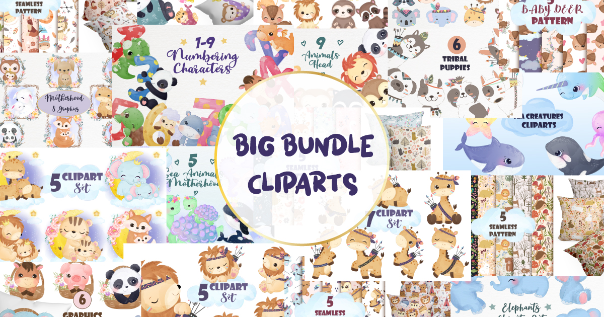 Illustrations & Digital Papers Bundle Bundle · Creative Fabrica