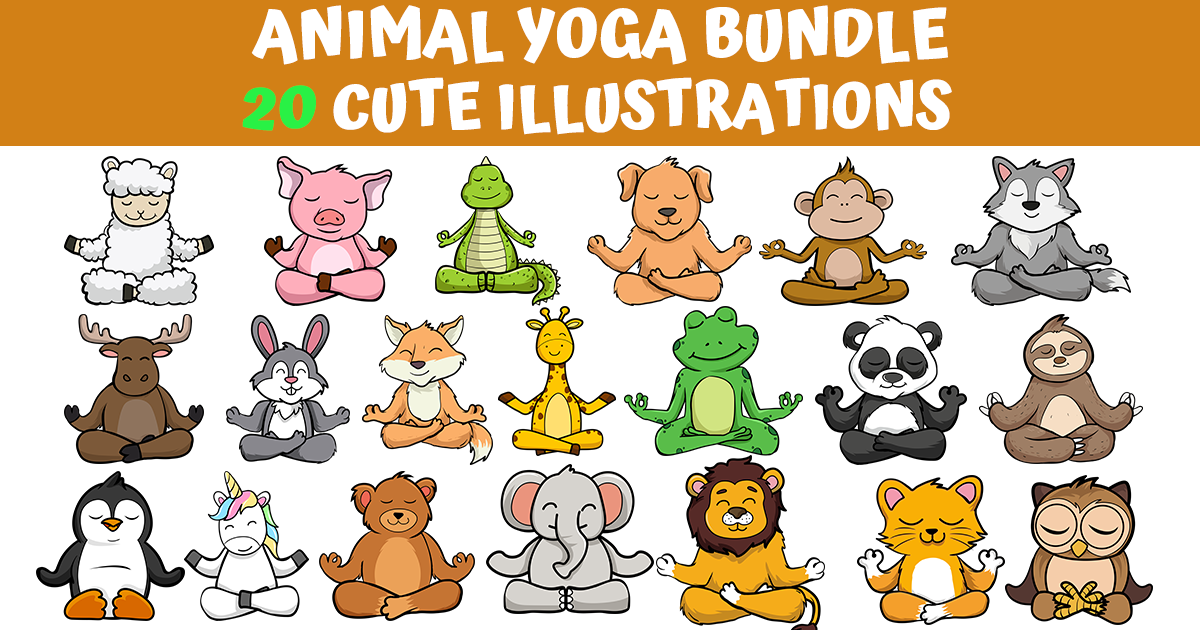 Animal Yoga Bundle Bundle · Creative Fabrica