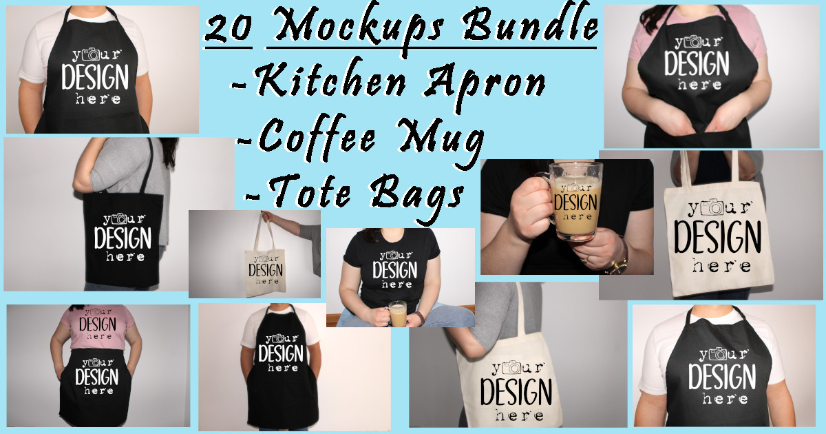 Kitchen Aprons & Tote Bags Mockup Bundle Bundle · Creative Fabrica