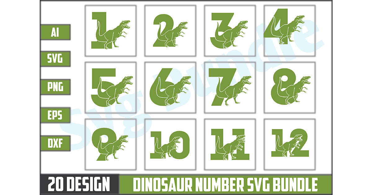Dinosaur Number SVG Bundle Bundle · Creative Fabrica