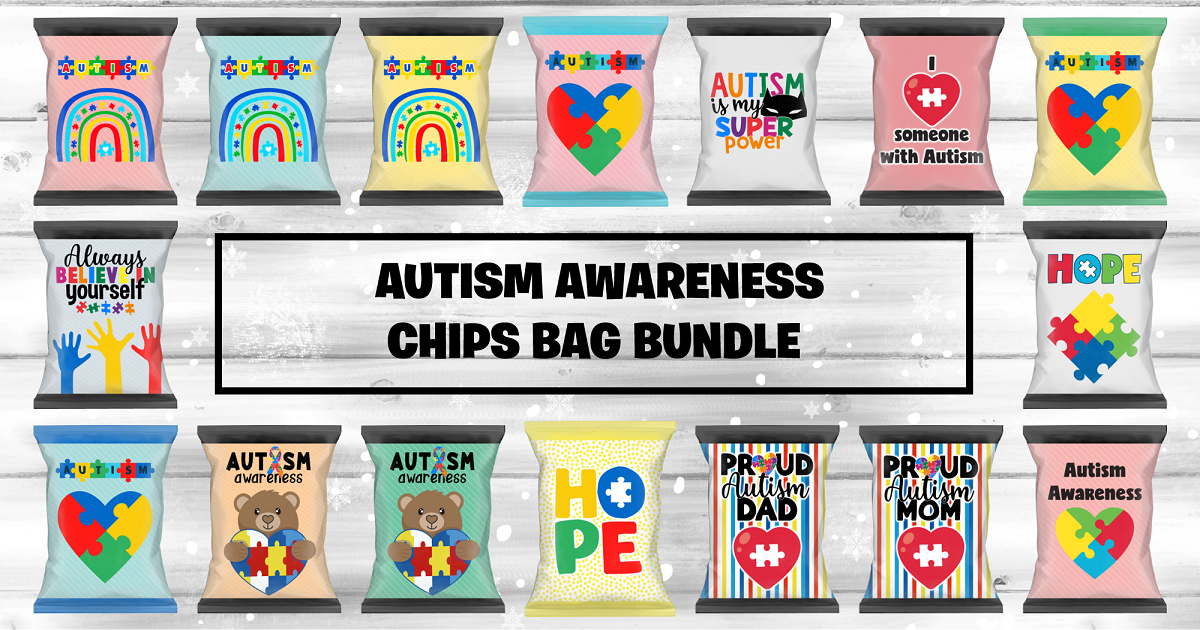 Autism Awareness Chips Bag Bundle Bundle · Creative Fabrica