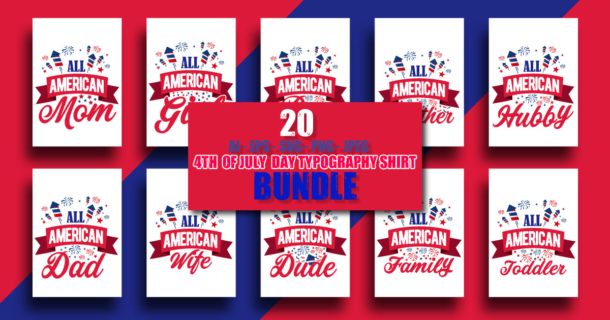 4th of July All American T-Shirt Bundle Bundle · Creative Fabrica
