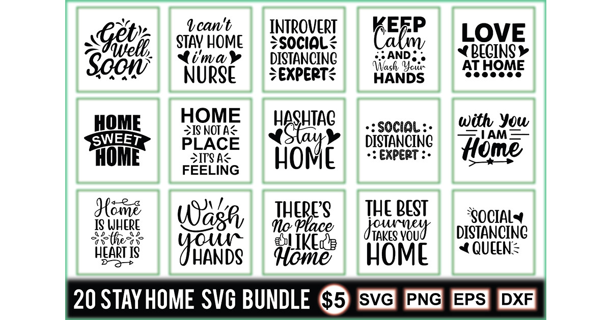 Stay Home SVG Bundle Bundle · Creative Fabrica