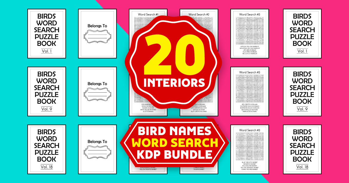 Bird Names Word Search Puzzle KDP Bundle Bundle · Creative Fabrica
