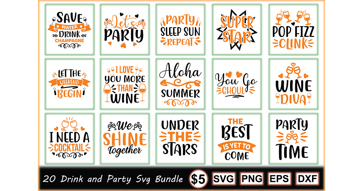 Drink and Party SVG Bundle Bundle · Creative Fabrica