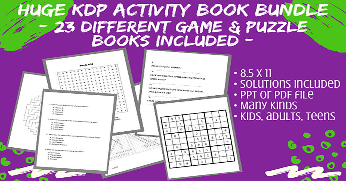 Huge Activity Book Puzzle & Games Bundle Bundle · Creative Fabrica