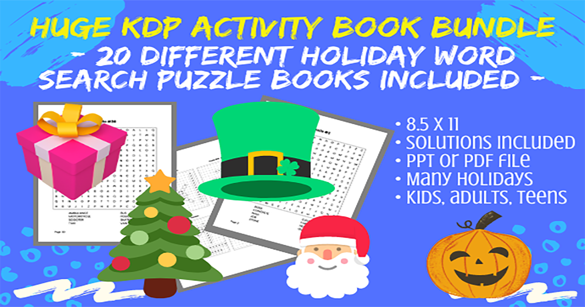 Word Search Holiday Puzzles Bundle Bundle · Creative Fabrica