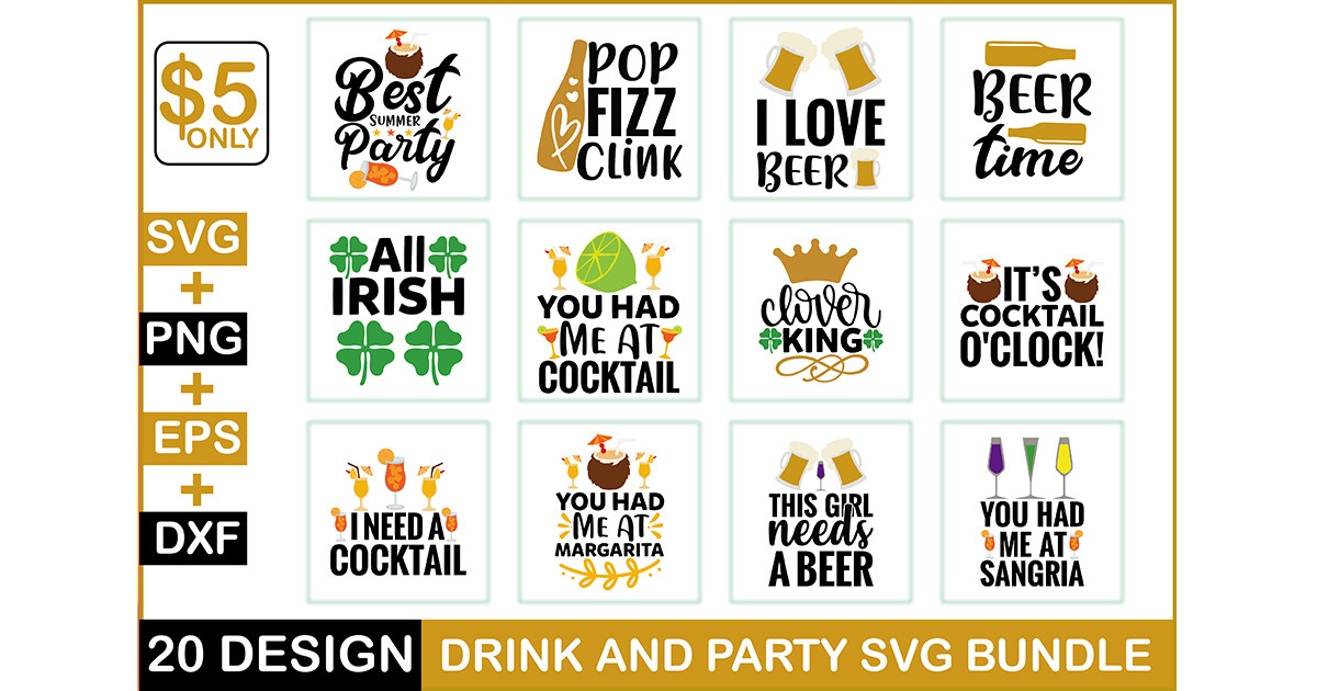 Drink & Party SVG Bundle Bundle · Creative Fabrica