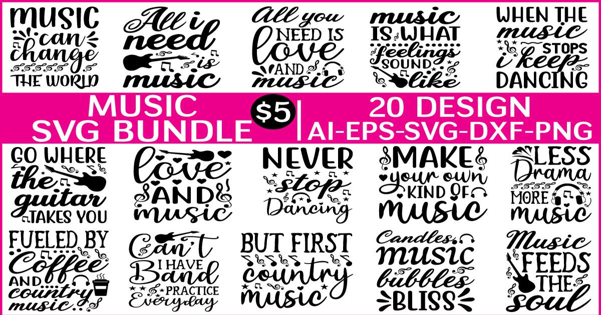 Music SVG Bundle Vol - 2 Bundle · Creative Fabrica