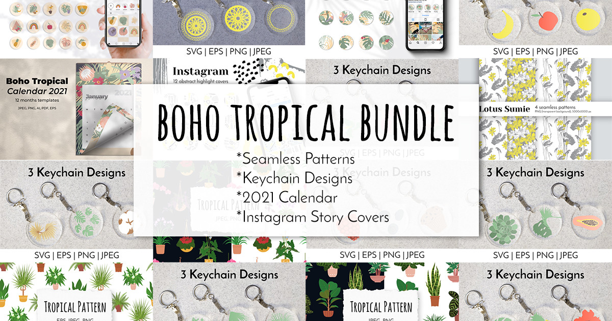 Boho Tropical Bundle Bundle · Creative Fabrica
