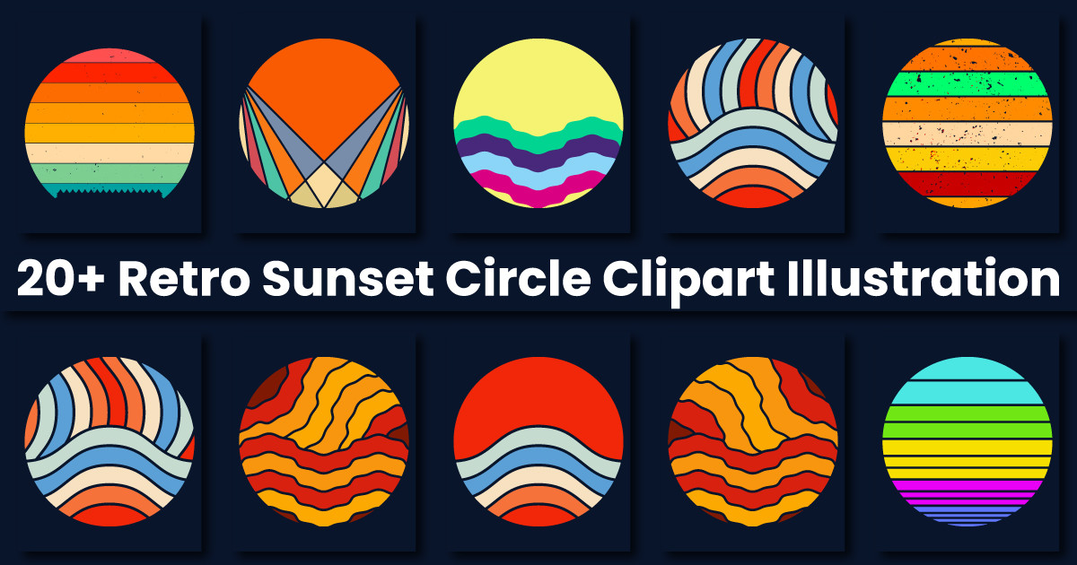 Retro Sunset Circle Design Bundle Bundle · Creative Fabrica