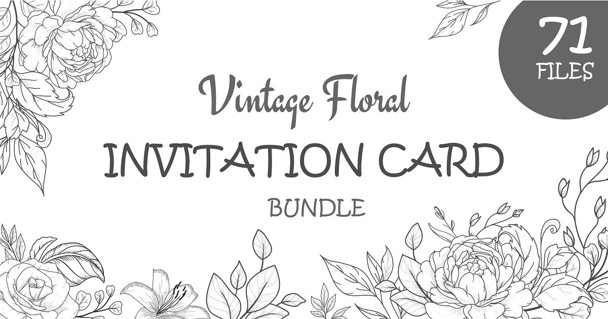 Vintage Hand Drawn Invitations Bundle Bundle · Creative Fabrica