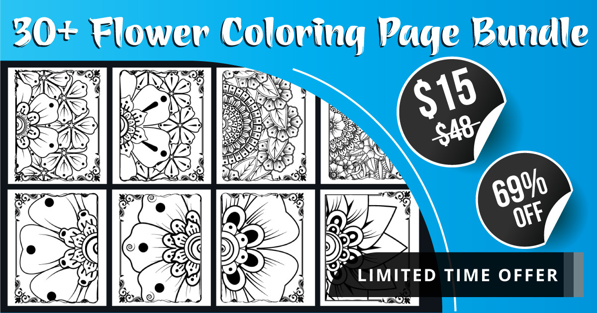 Flower Coloring Page Bundle for KDP Vol 2 Bundle · Creative Fabrica