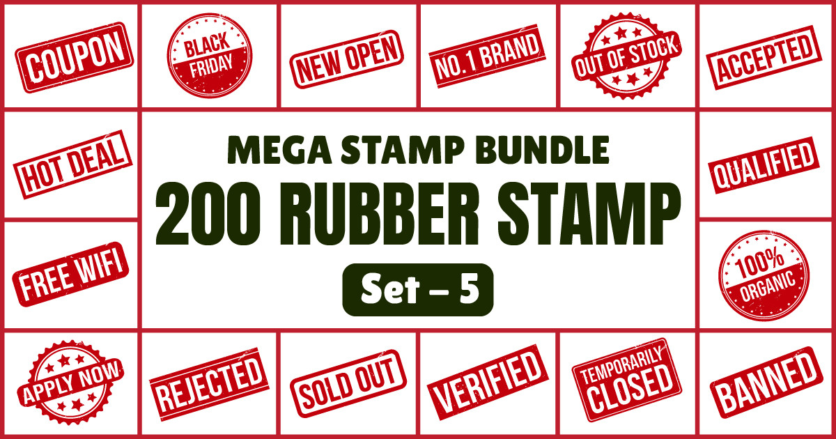 Rubber Stamp Bundle Set 5 Bundle · Creative Fabrica