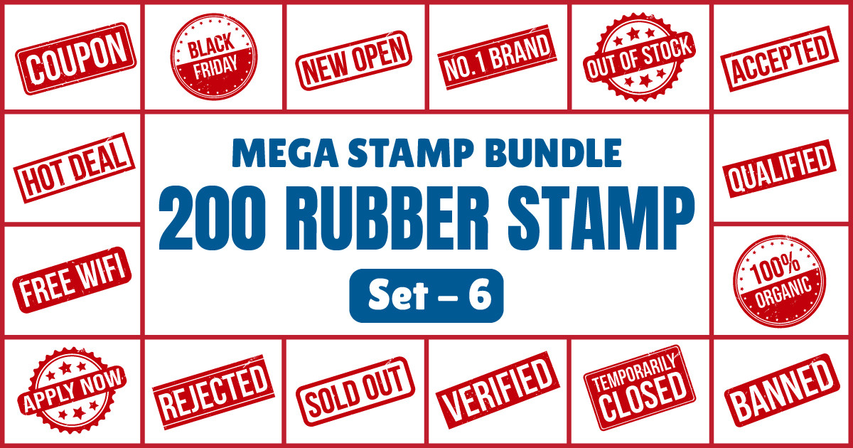 Rubber Stamp Bundle Set 6 Bundle · Creative Fabrica