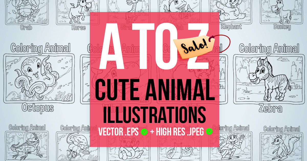 A to Z Animal Coloring Pages Bundle Bundle · Creative Fabrica