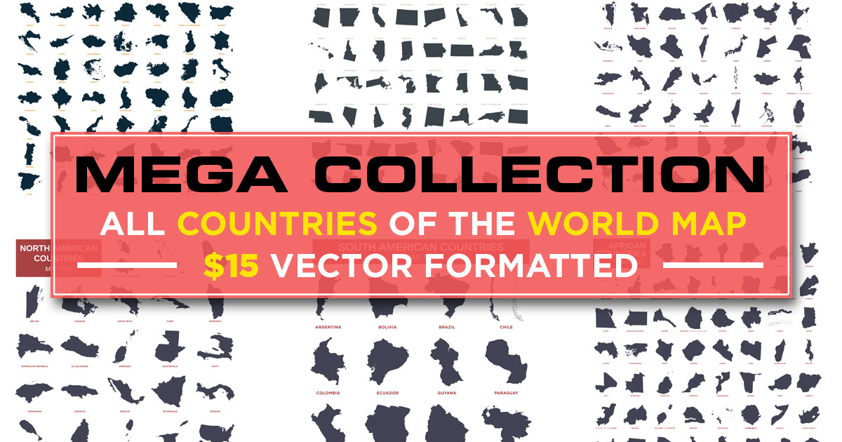 Map of the World Mega Collection Bundle · Creative Fabrica