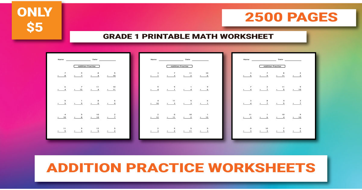2500 Printable Math Worksheet Bundle Bundle · Creative Fabrica
