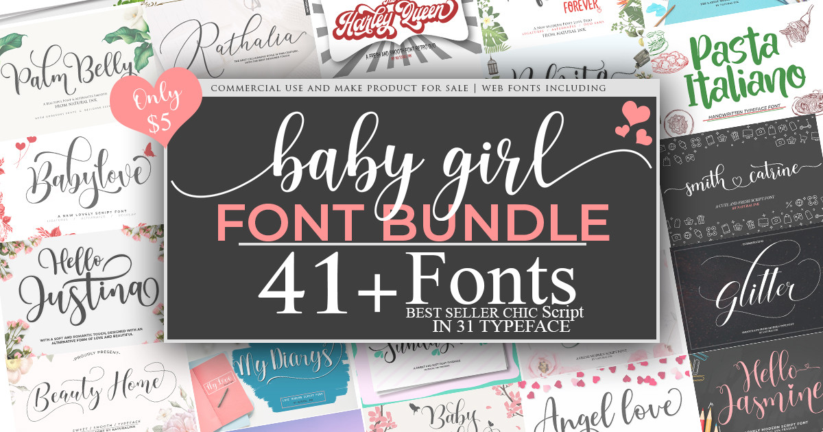 Baby Girl Font Bundle Bundle · Creative Fabrica