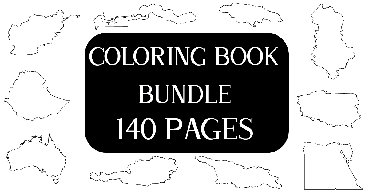 Map Coloring Pages Bundle Bundle · Creative Fabrica