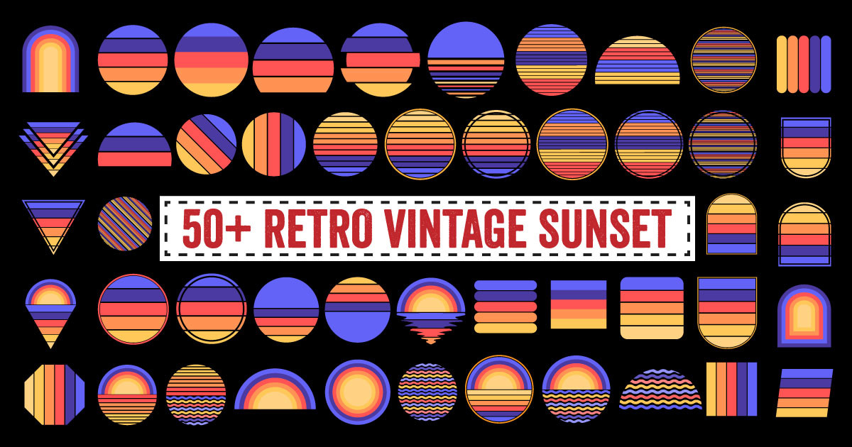 Retro Vintage Sunset Bundle Bundle · Creative Fabrica