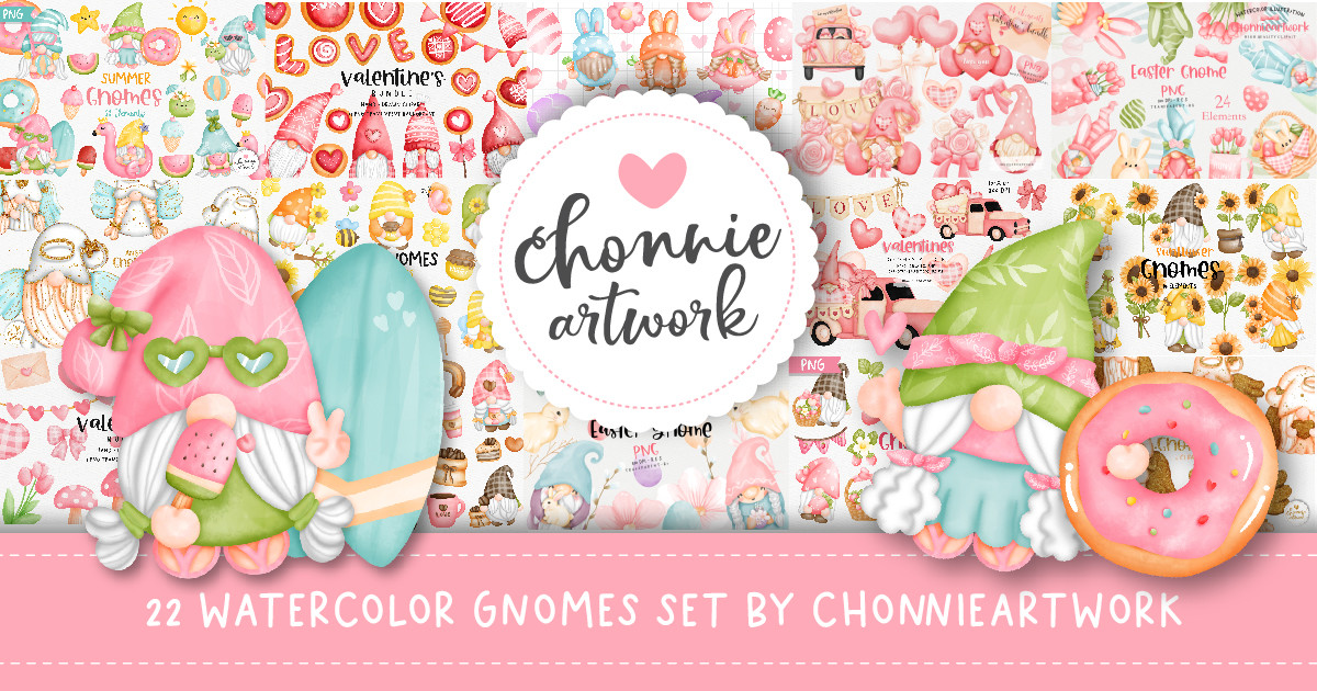 Watercolor Gnome Clipart Bundle Bundle · Creative Fabrica