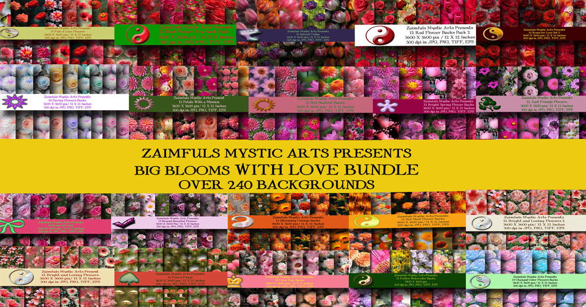 Big Blooms with Love Bundle Bundle · Creative Fabrica