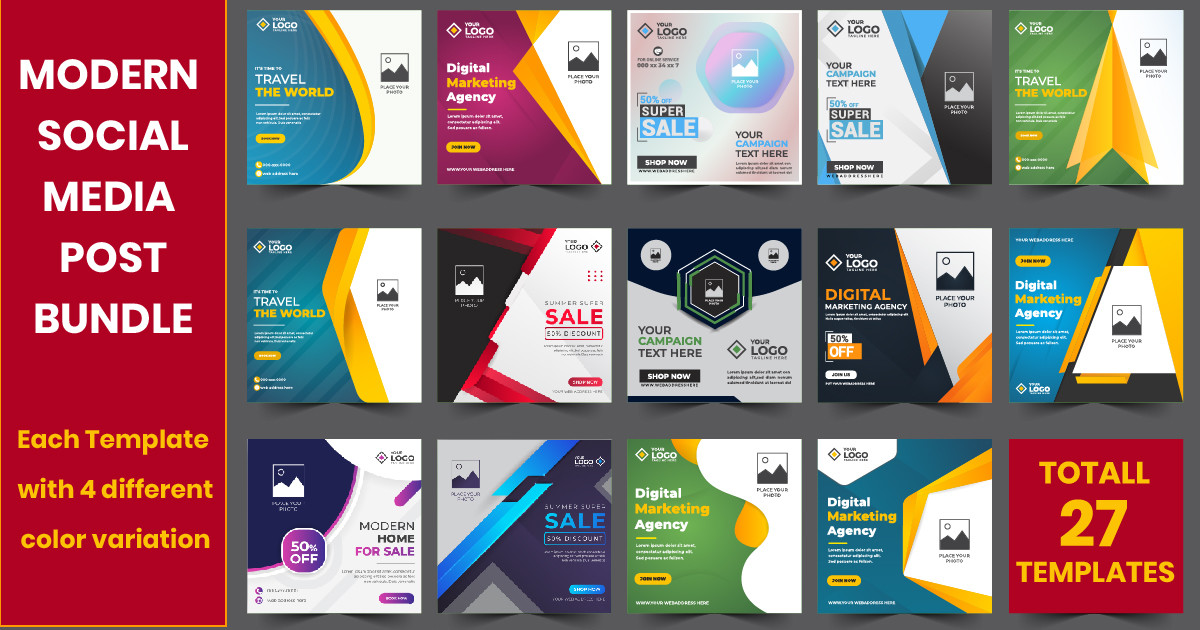 Abstract Modern Social Media Post Bundle Bundle · Creative Fabrica