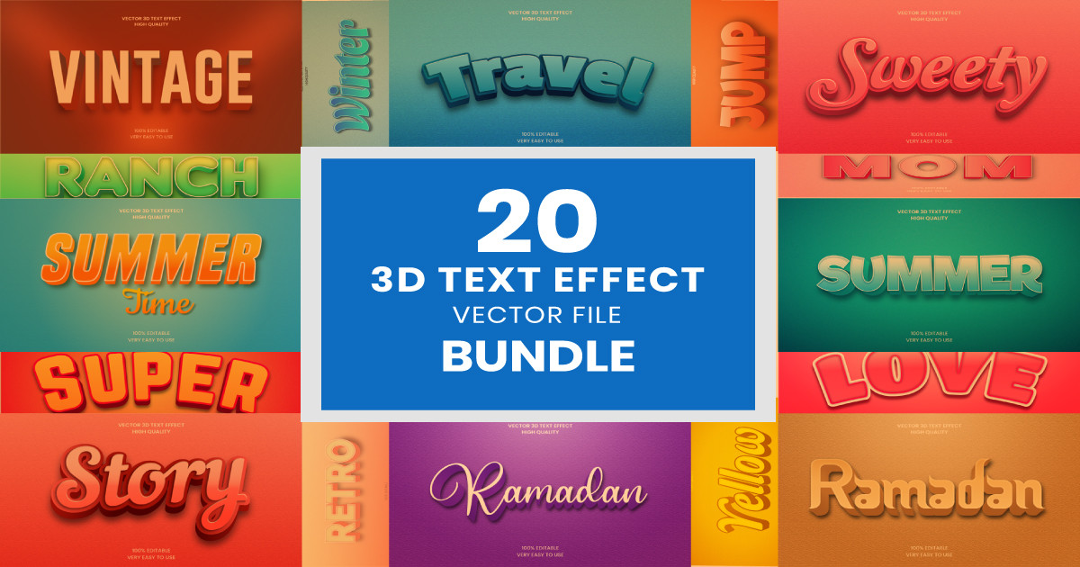 3D Text Effect Bundle - Vol 01 Bundle · Creative Fabrica