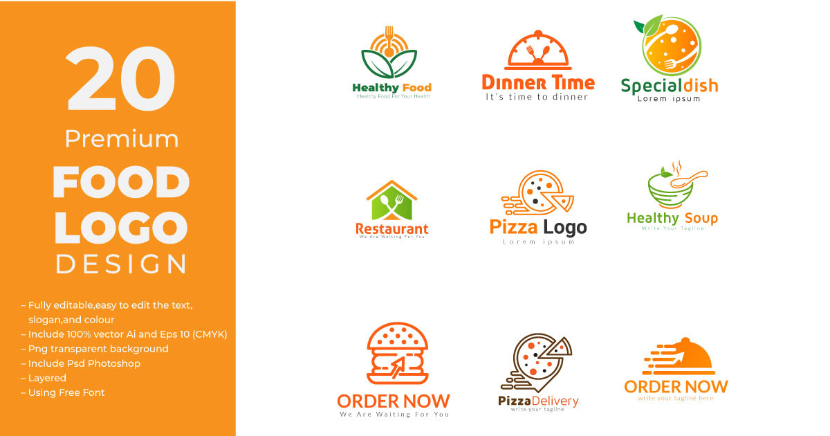 Food Logo Design Collection Bundle · Creative Fabrica