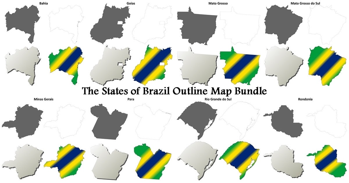 The States of Brazil Outline Map Bundle Bundle · Creative Fabrica