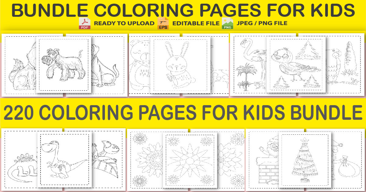 Coloring Pages for Kids (220 PAGES) KDP Bundle · Creative Fabrica