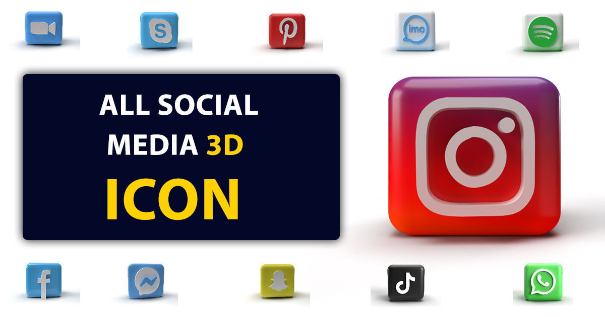 Mega All Social Media 3D Icon Bundle Bundle · Creative Fabrica