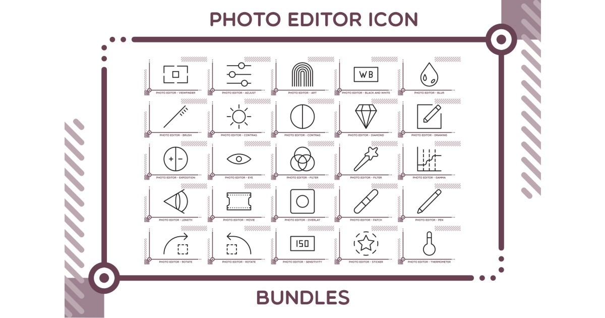 Photo Editor Icon Bundle 33 Bundle · Creative Fabrica