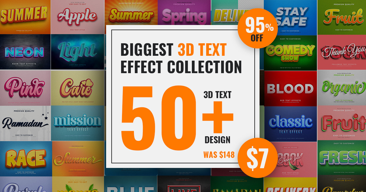 3D Text Effect Collection Bundle · Creative Fabrica