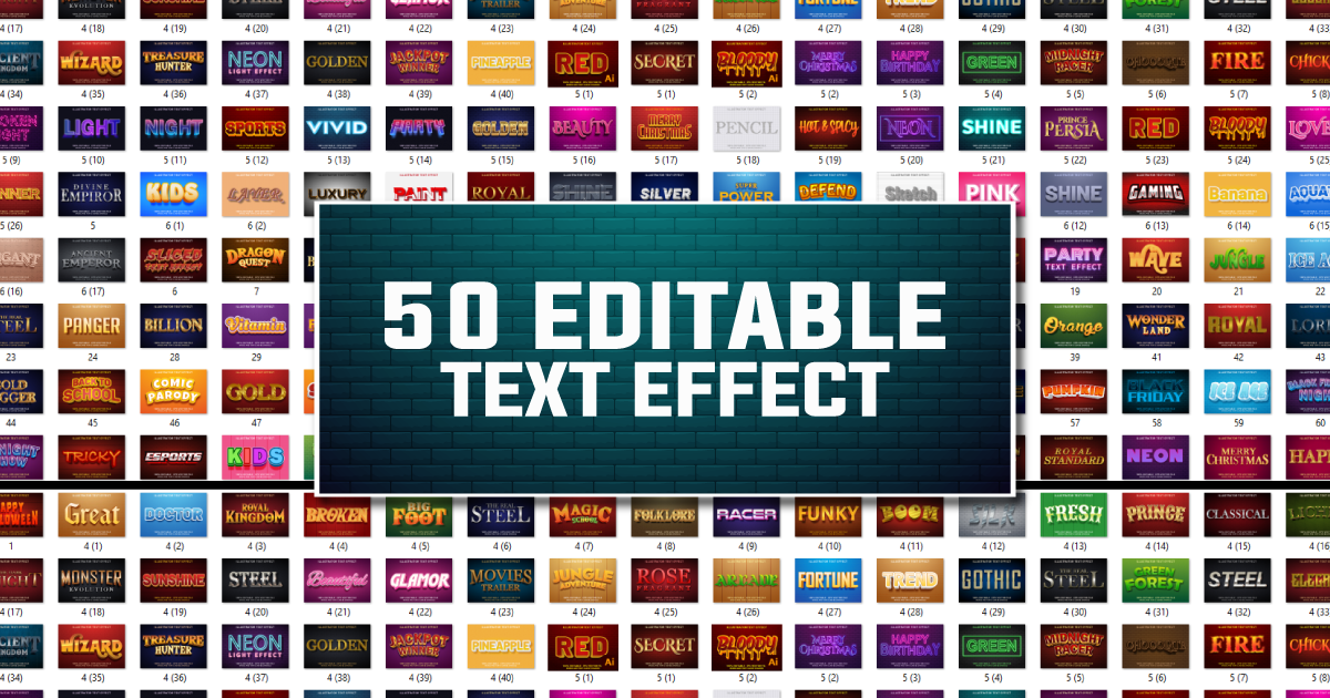3D Editable Text Effect Bundle Bundle · Creative Fabrica