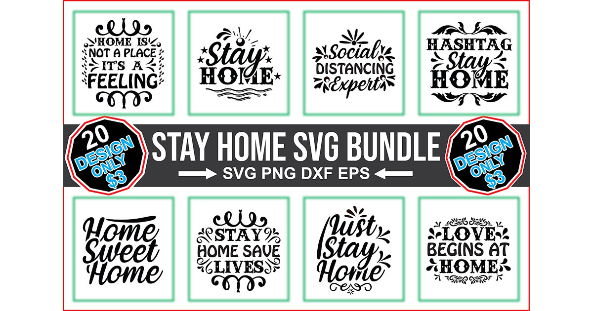 Stay Home SVG Bundle Bundle · Creative Fabrica